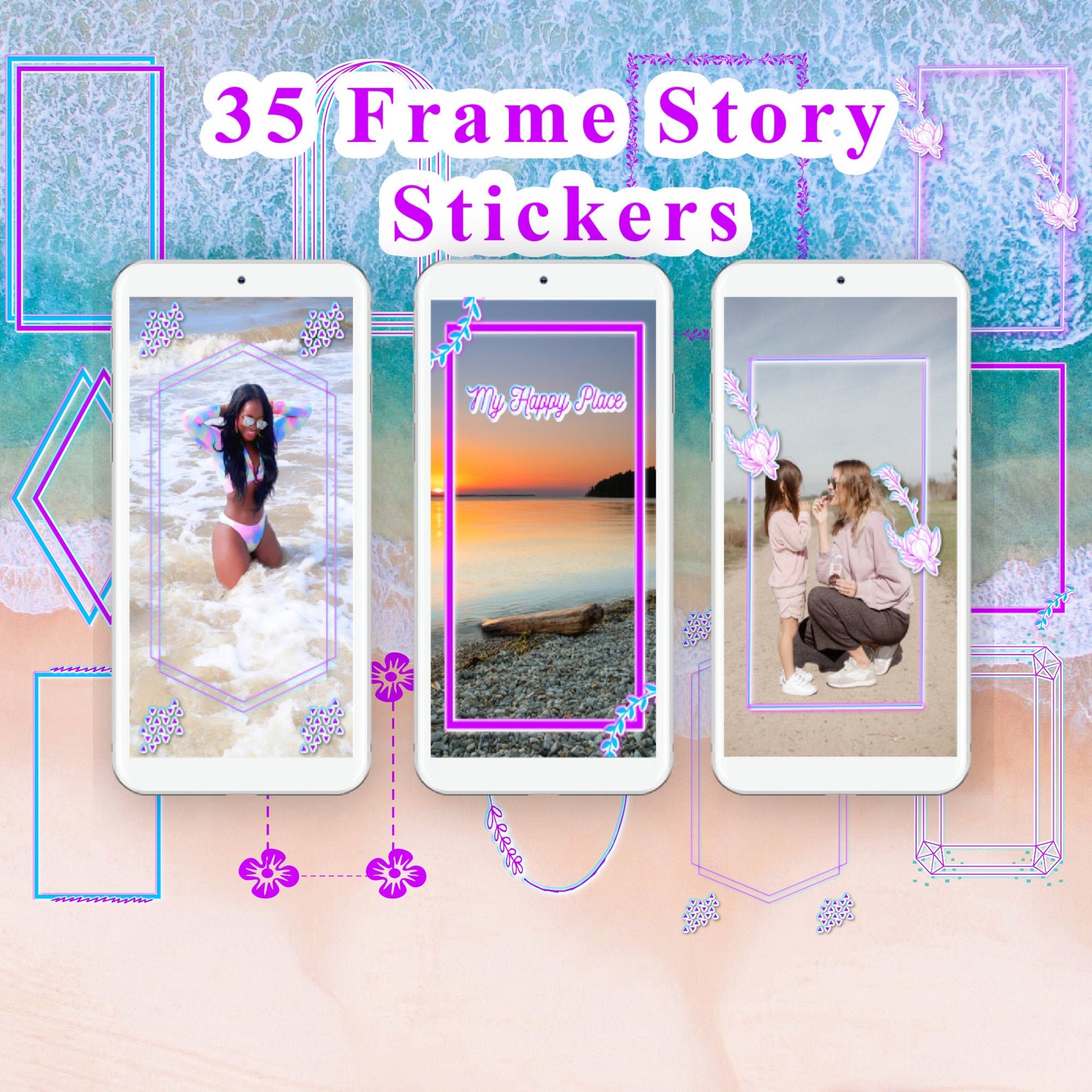 35 Frame Instagram Story Stickers| Instastory Stickers| PNG Stickers ...