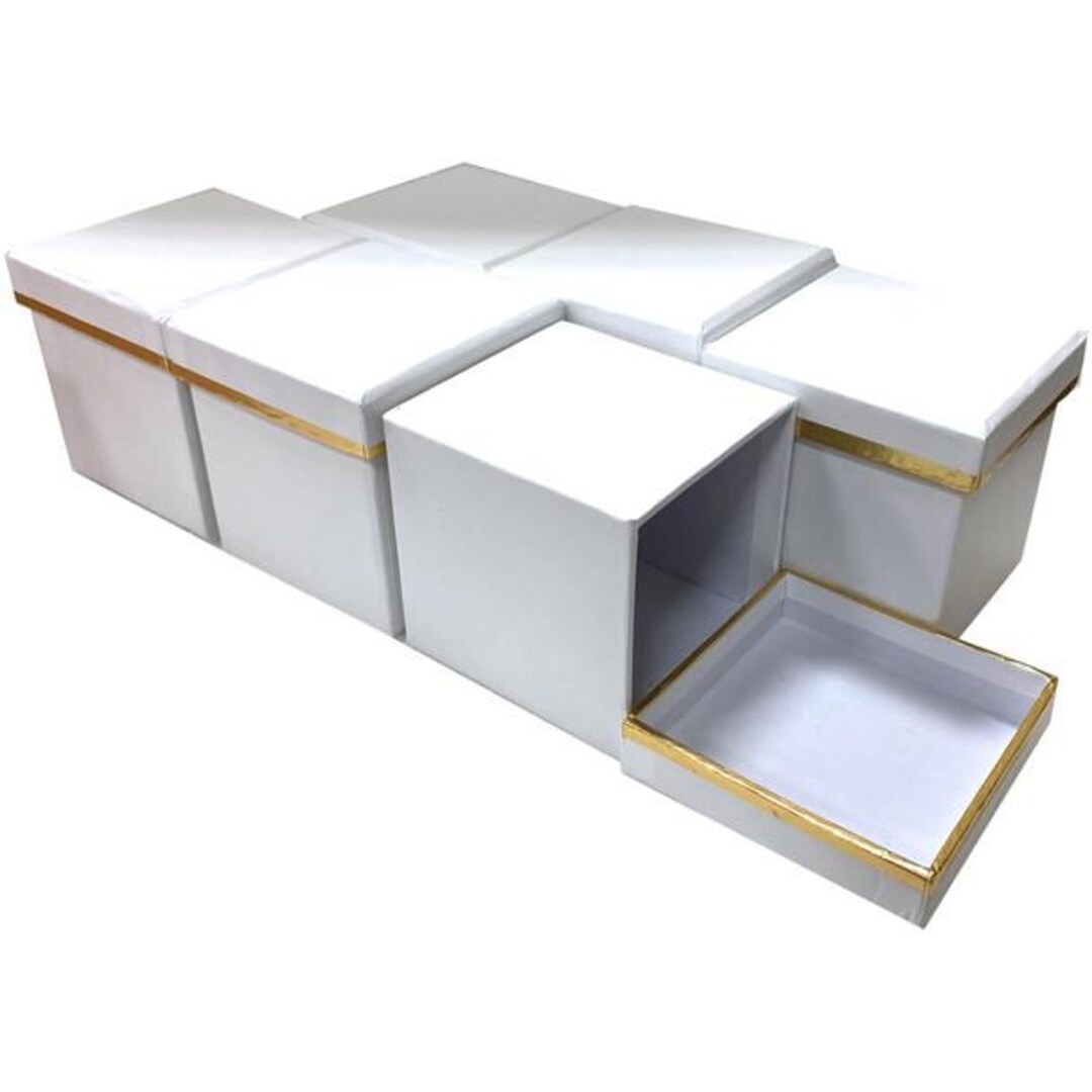 White Square Boxes 3x3x3.5" Set of 6 – Luxury Jewelry Gift Boxes, Ring ...