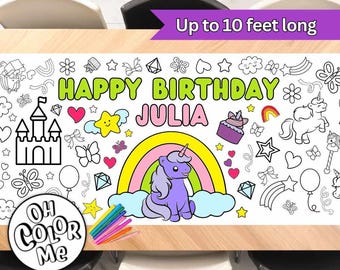 Birthday Party Giant Coloring Doodle Poster Paper Table Runner Birthday ...