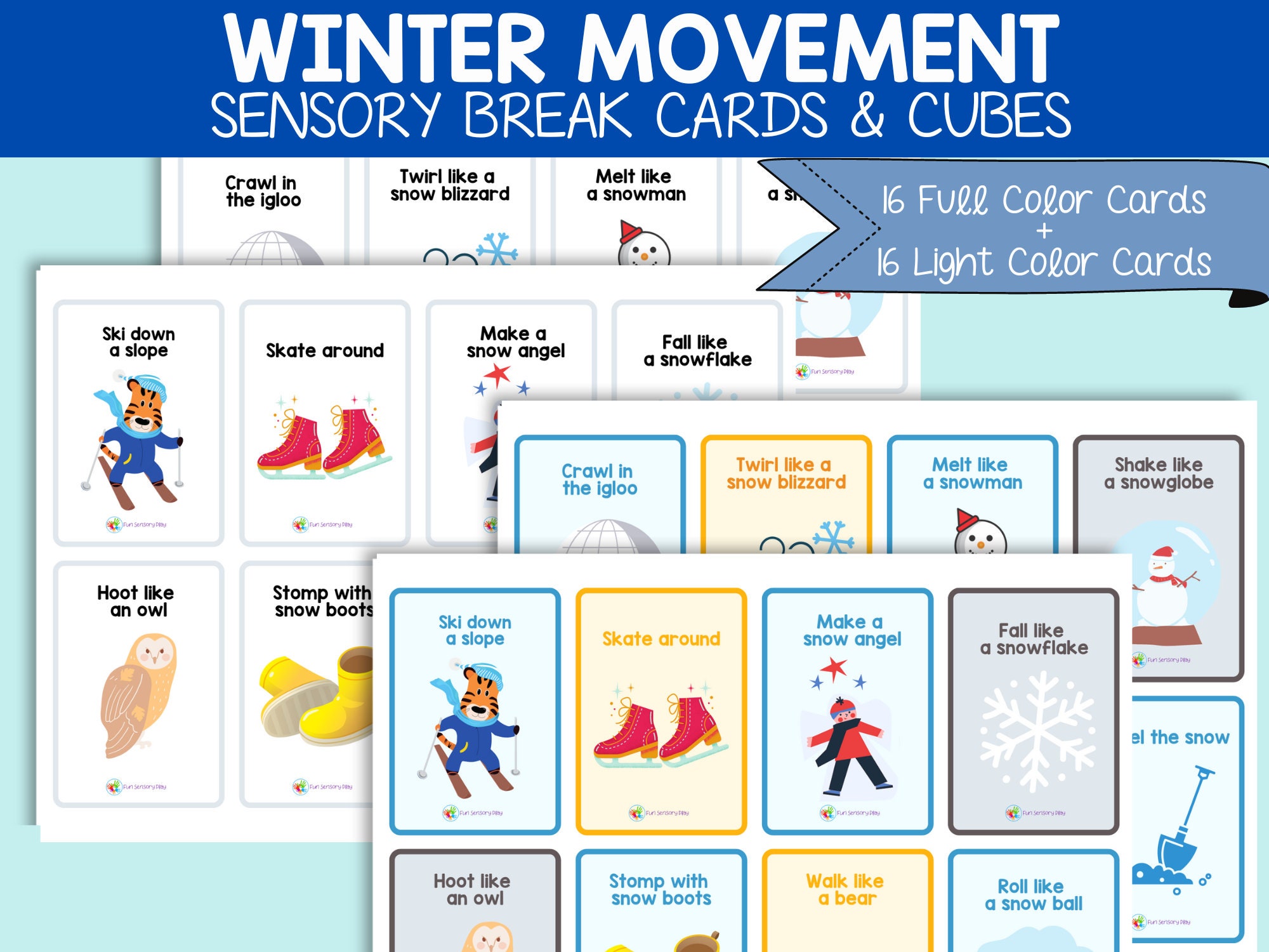 Winter Movement Cards Movement Cube Sensory Body Break Self - Etsy