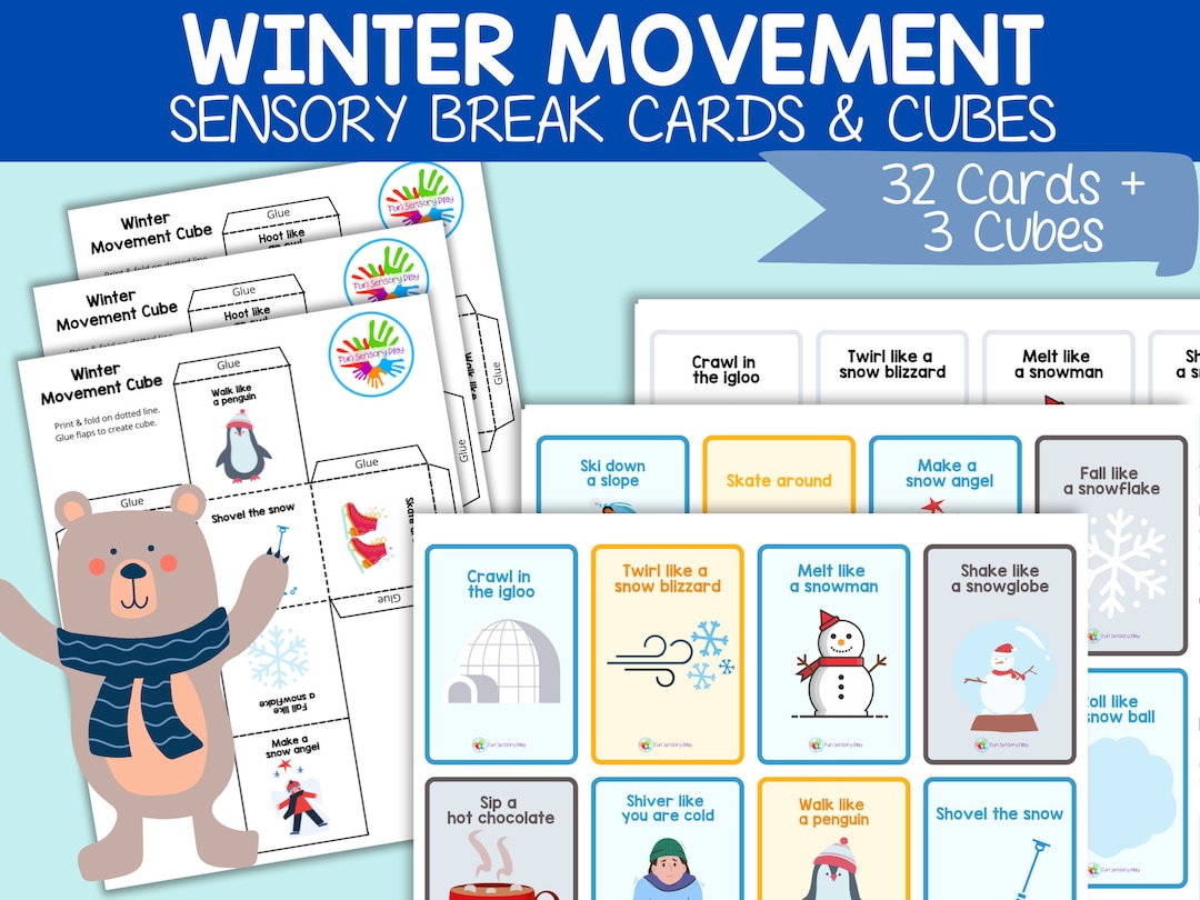 Winter Movement Cards Movement Cube Sensory Body Break Self - Etsy