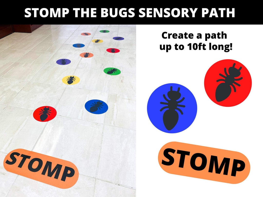 Sensory Path stomp the Bugs Decals, Sensory Floor Decal Stickers, Floor ...