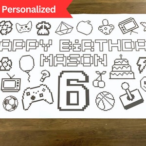Video Game Birthday Party Giant Coloring Poster Paper Table Runner ...