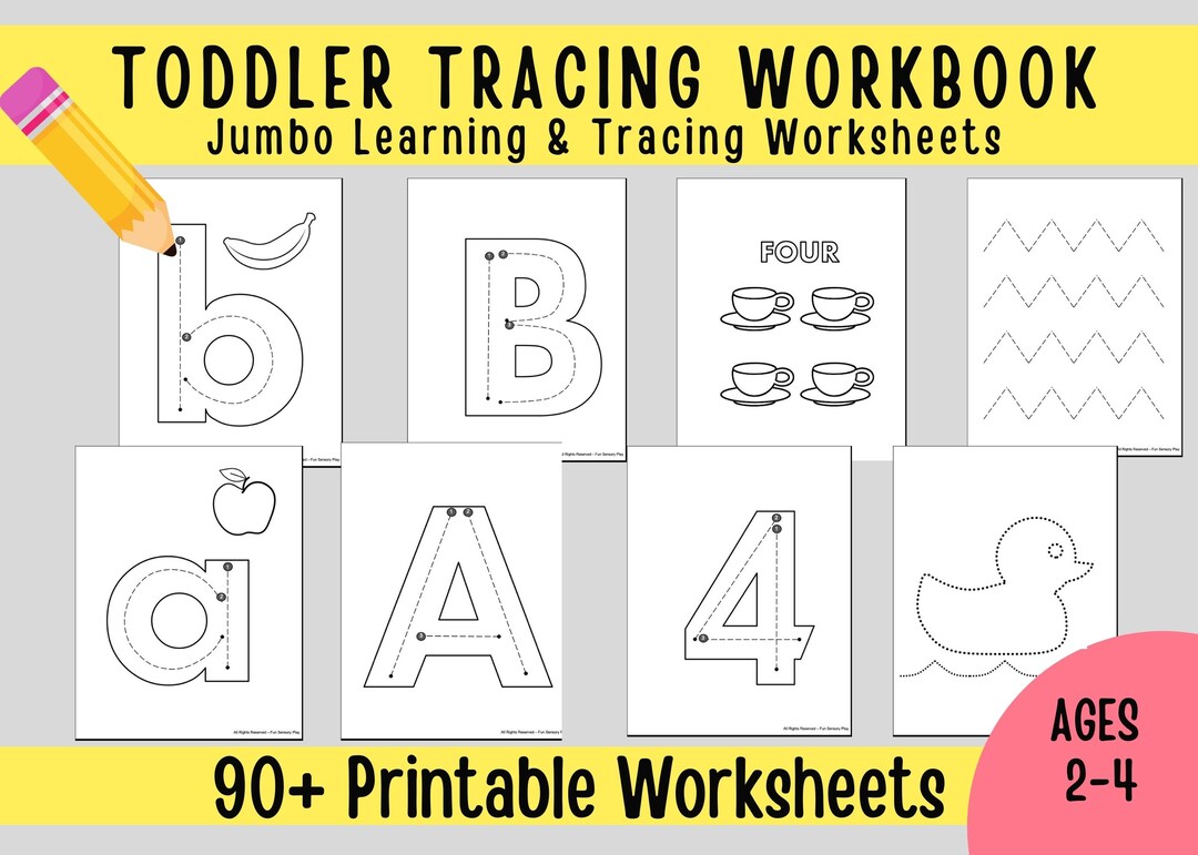Toddler Alphabet Tracing Workbook Printable (90+ Pages), Alphabet ...