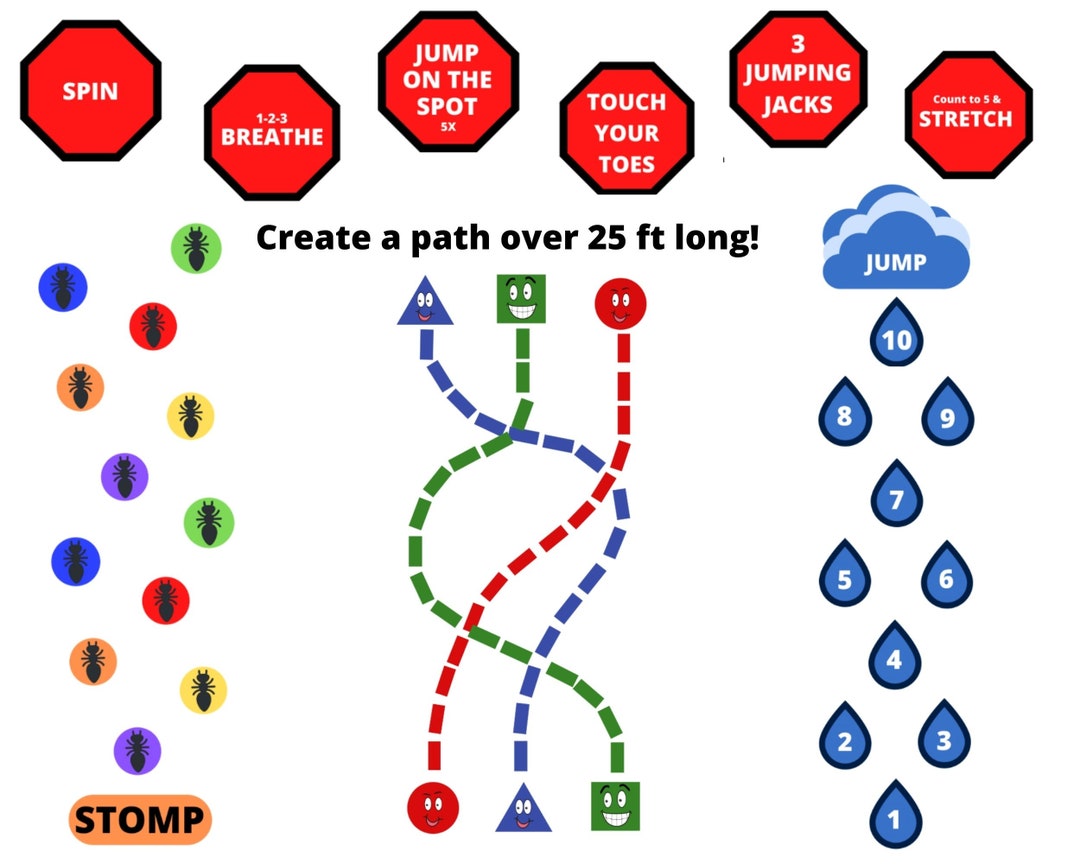 Sensory Path Decals Bundle Pack 4 Paths, Sensory Floor Decal Stickers ...