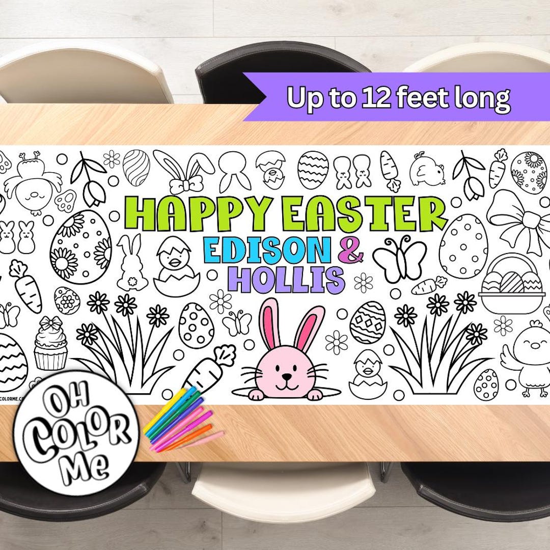 Easter Giant Coloring Banner, Personalized Table Runner, Easter ...