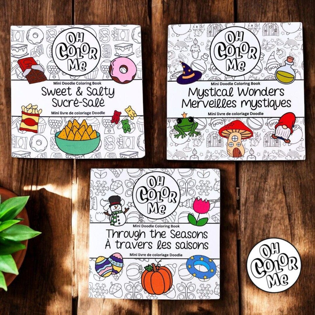 Mini Coloring Book Bundle - 3 Books-food, Magic and Seasons, Simple ...