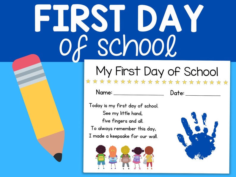 First Day of School Handprint Art Poem Keepsake First Day of - Etsy Canada