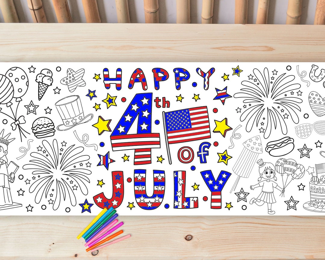 4th of July Giant Coloring Poster Paper Table Runner Independence Day ...