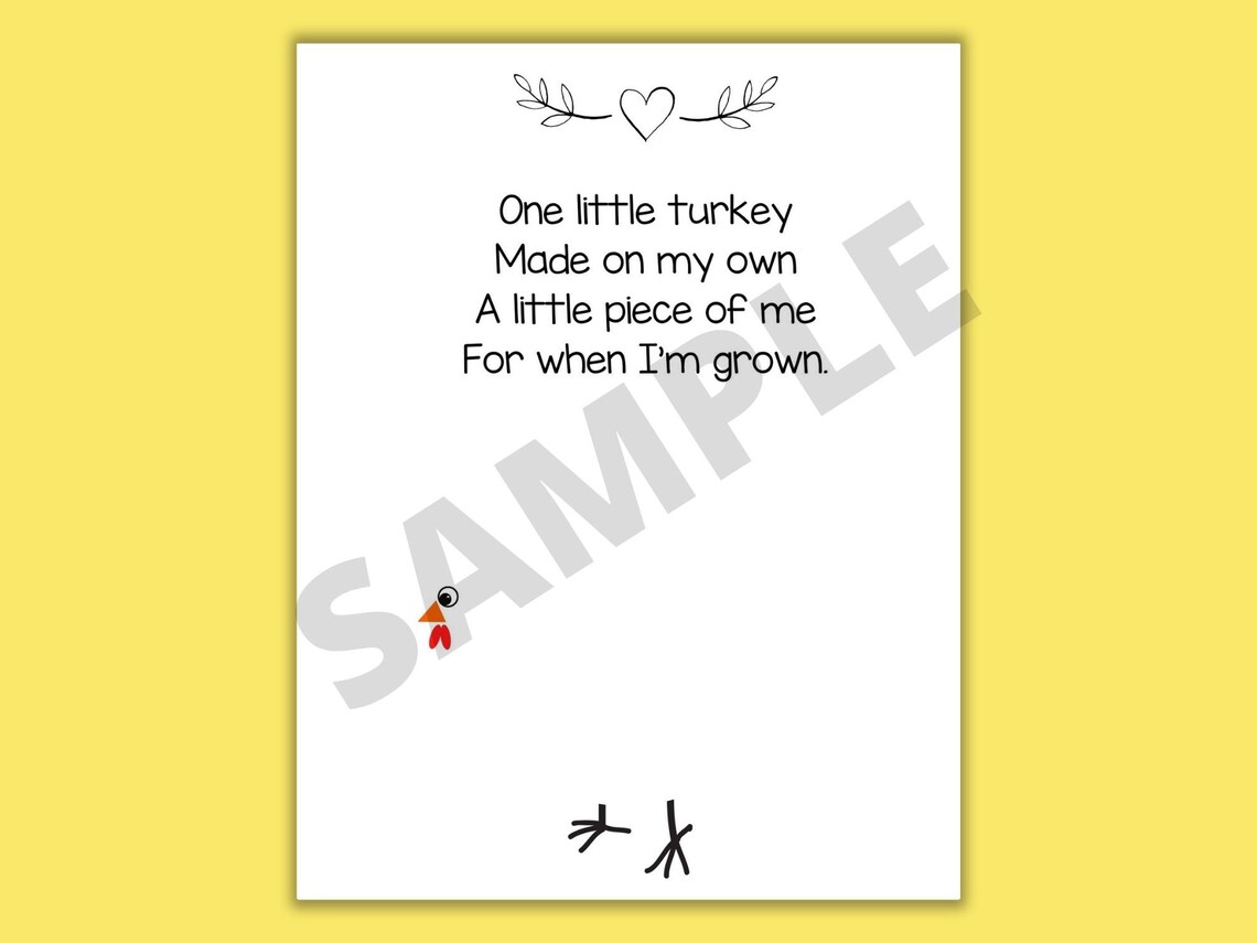 Thanksgiving Handprint Art Turkey Poem Fall Crafts for Kids - Etsy