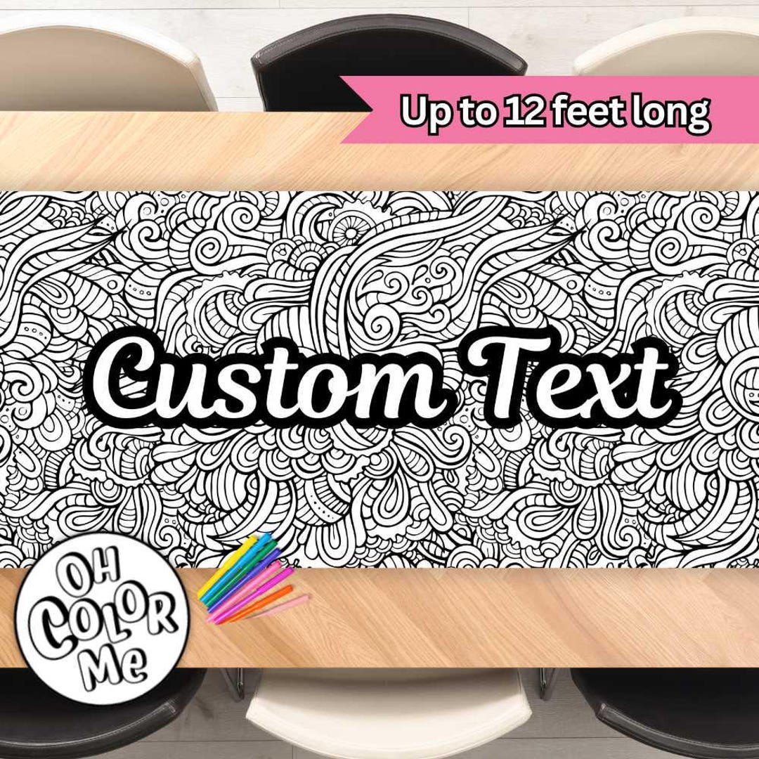 Abstract Curls Giant Coloring Banner Personalized Relaxing Colouring ...