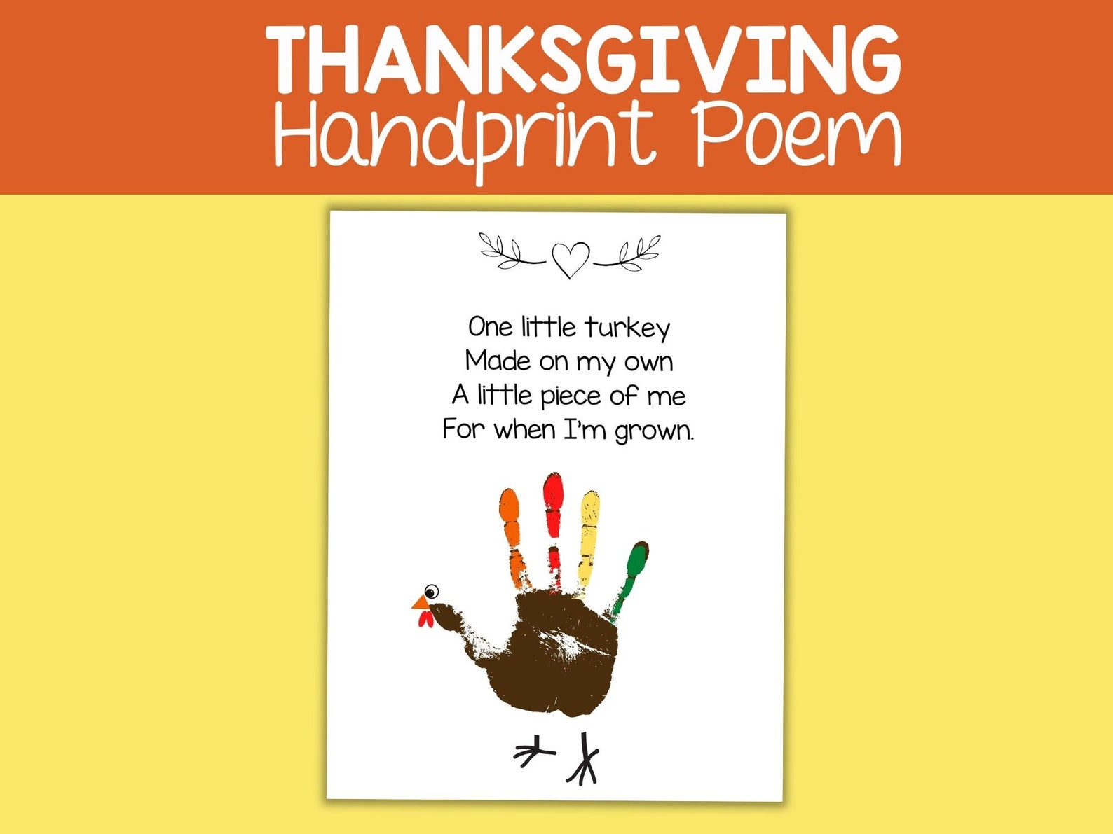 Thanksgiving Handprint Art Turkey Poem Fall Crafts for Kids - Etsy