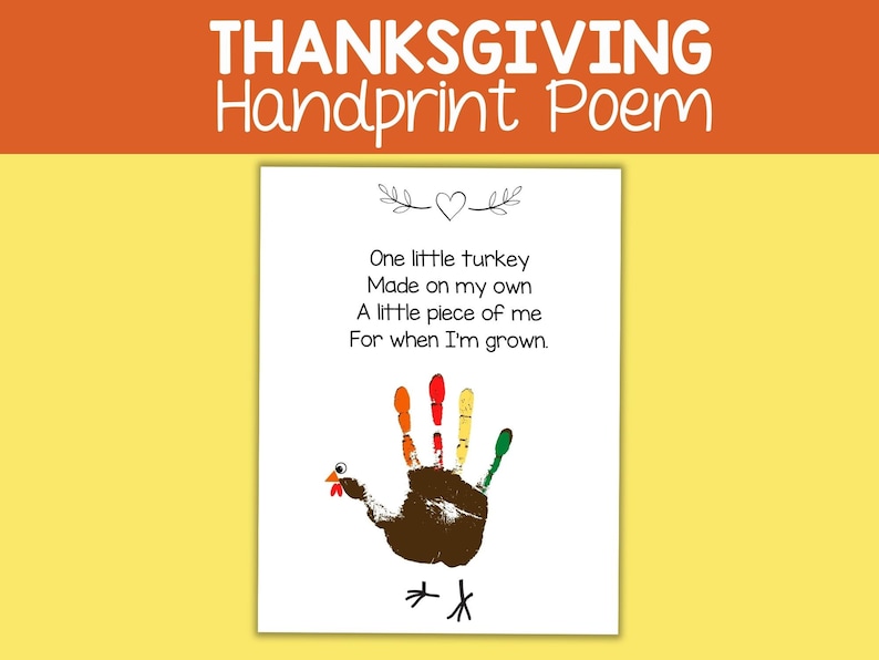 Thanksgiving Handprint Art Turkey Poem, Fall Crafts for Kids ...