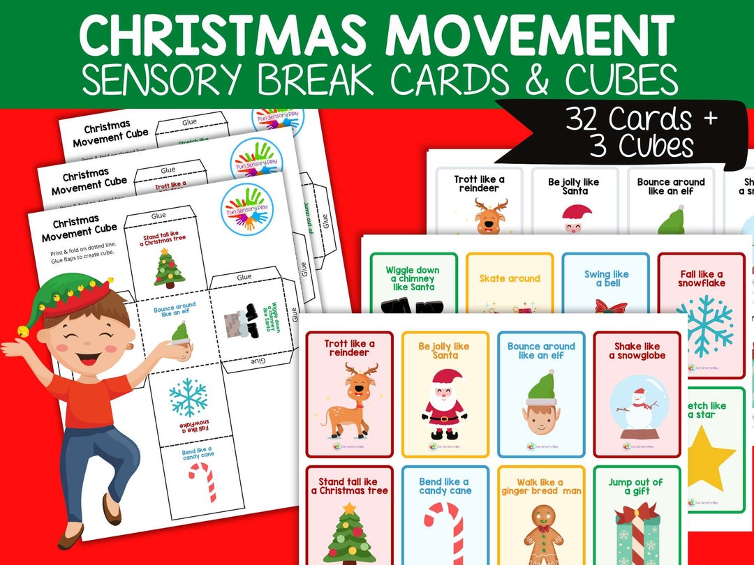 Christmas Movement Cards, Movement Cube, Sensory Body Break, Self ...