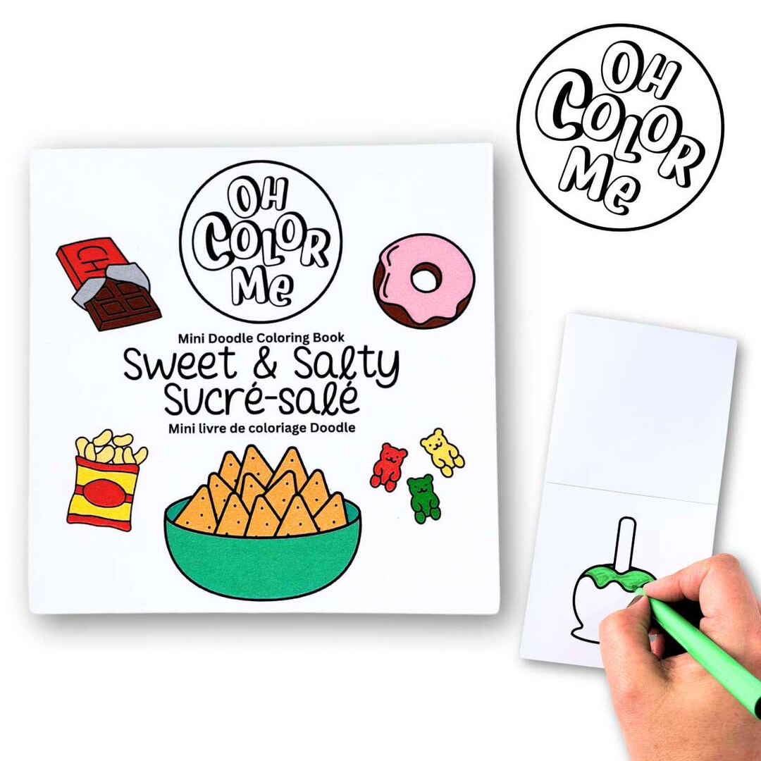 Mini Doodle Coloring Book Sweet & Salty, Food Coloring Book for Adults ...