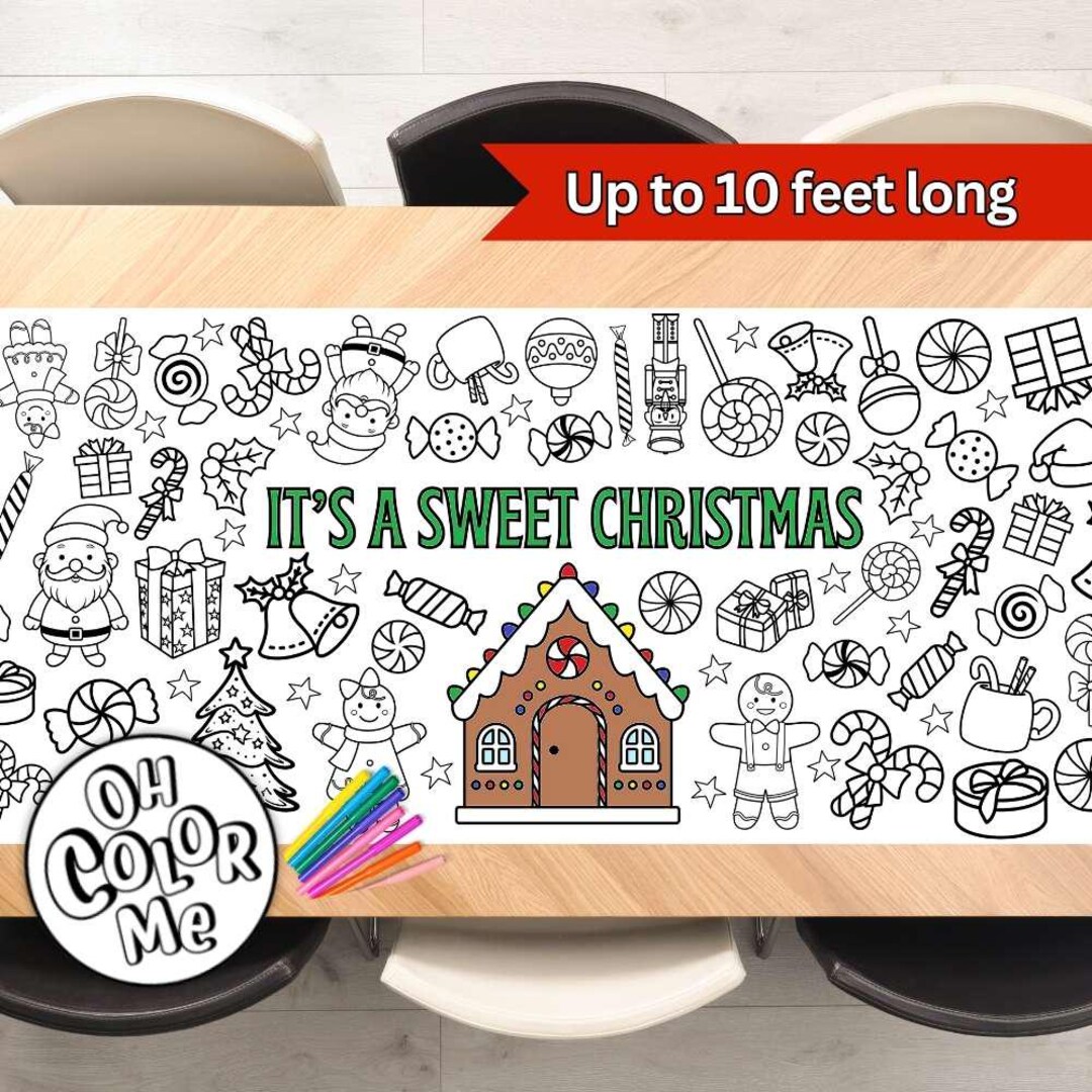 Christmas Candyland Giant Coloring Banner Holiday Poster Paper Table ...
