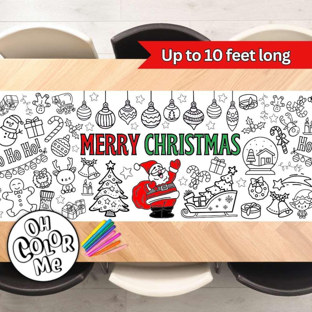 Christmas Giant Coloring Banner Holidays Poster Paper Table Runner ...