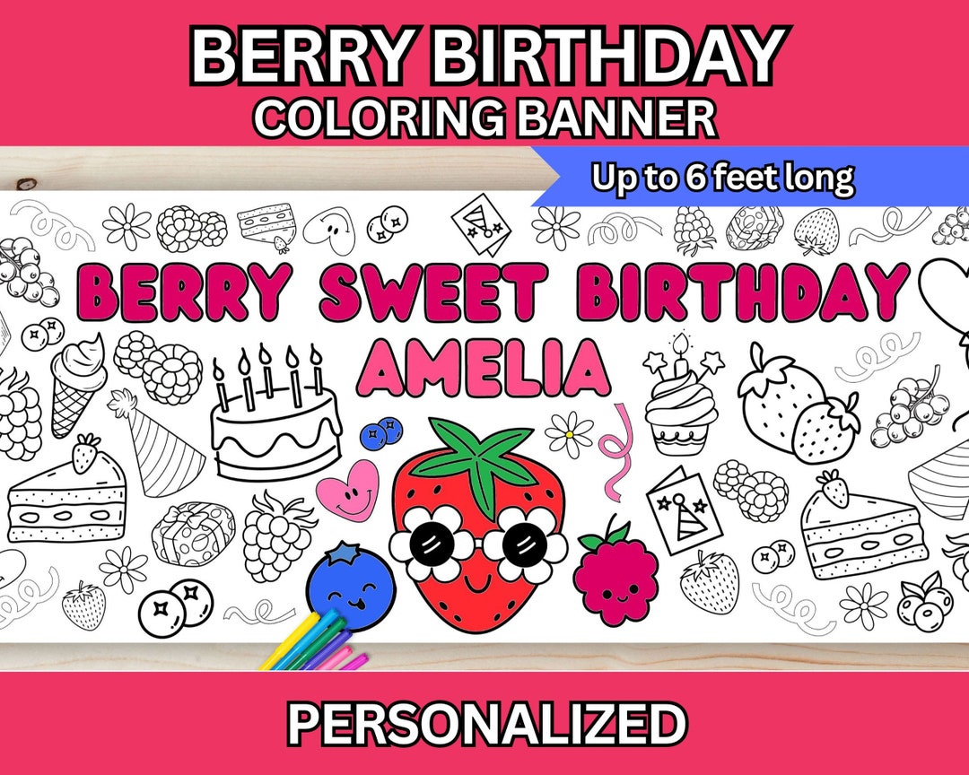 Berry Birthday Party Giant Coloring Poster Paper Table Runner Berry ...