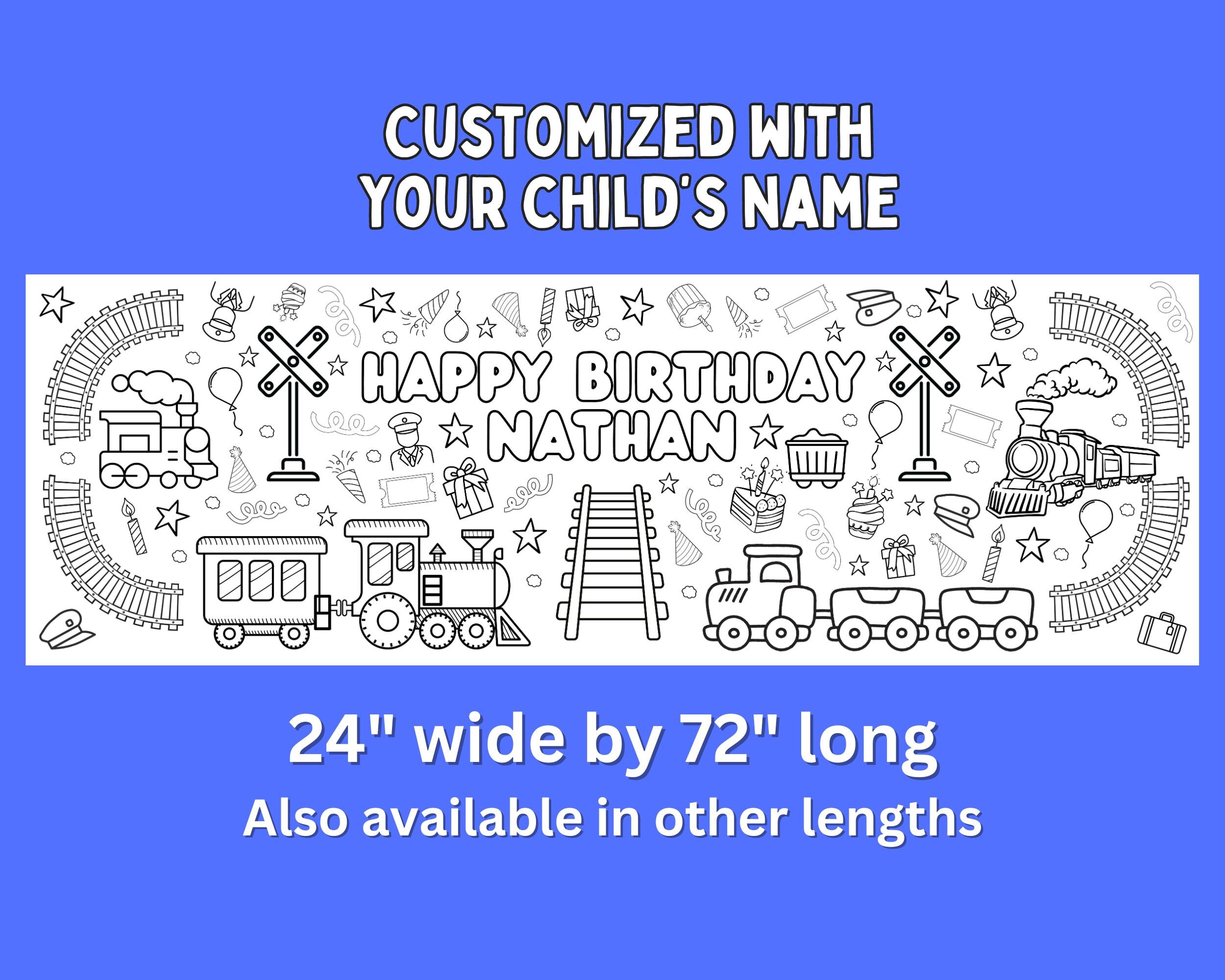 Train Birthday Party Giant Coloring Poster Paper Table Runner Birthday ...