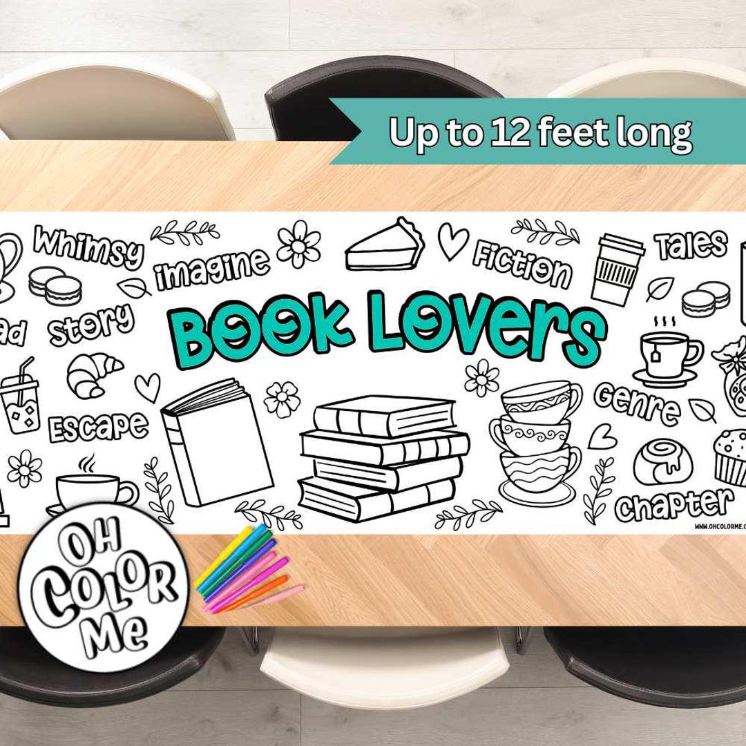 Book Lover Coloring Banner Personalized Coloring Poster for Book Club ...