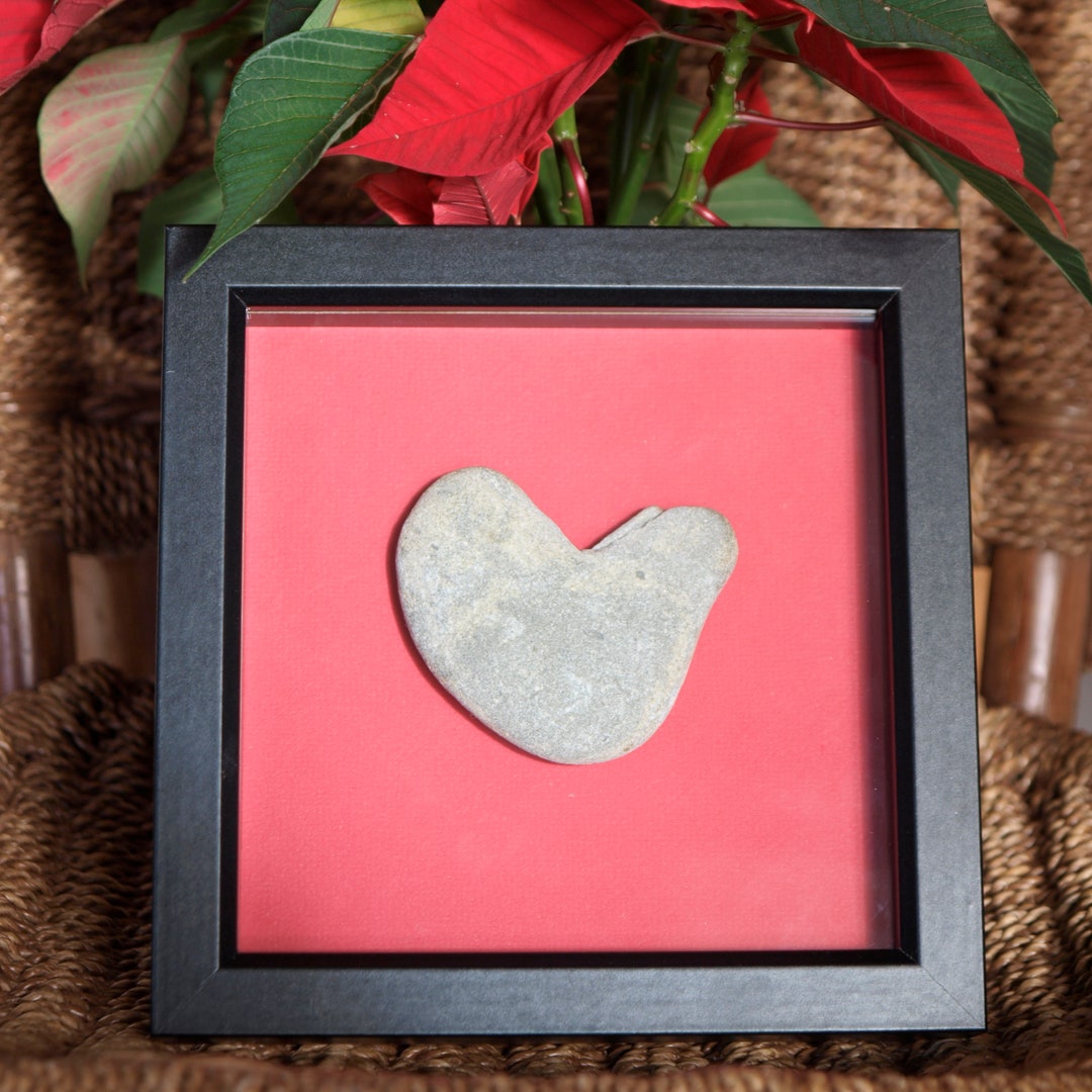 Pebble Heart Beach Art Coastal Wall Decor Black and Red - Etsy
