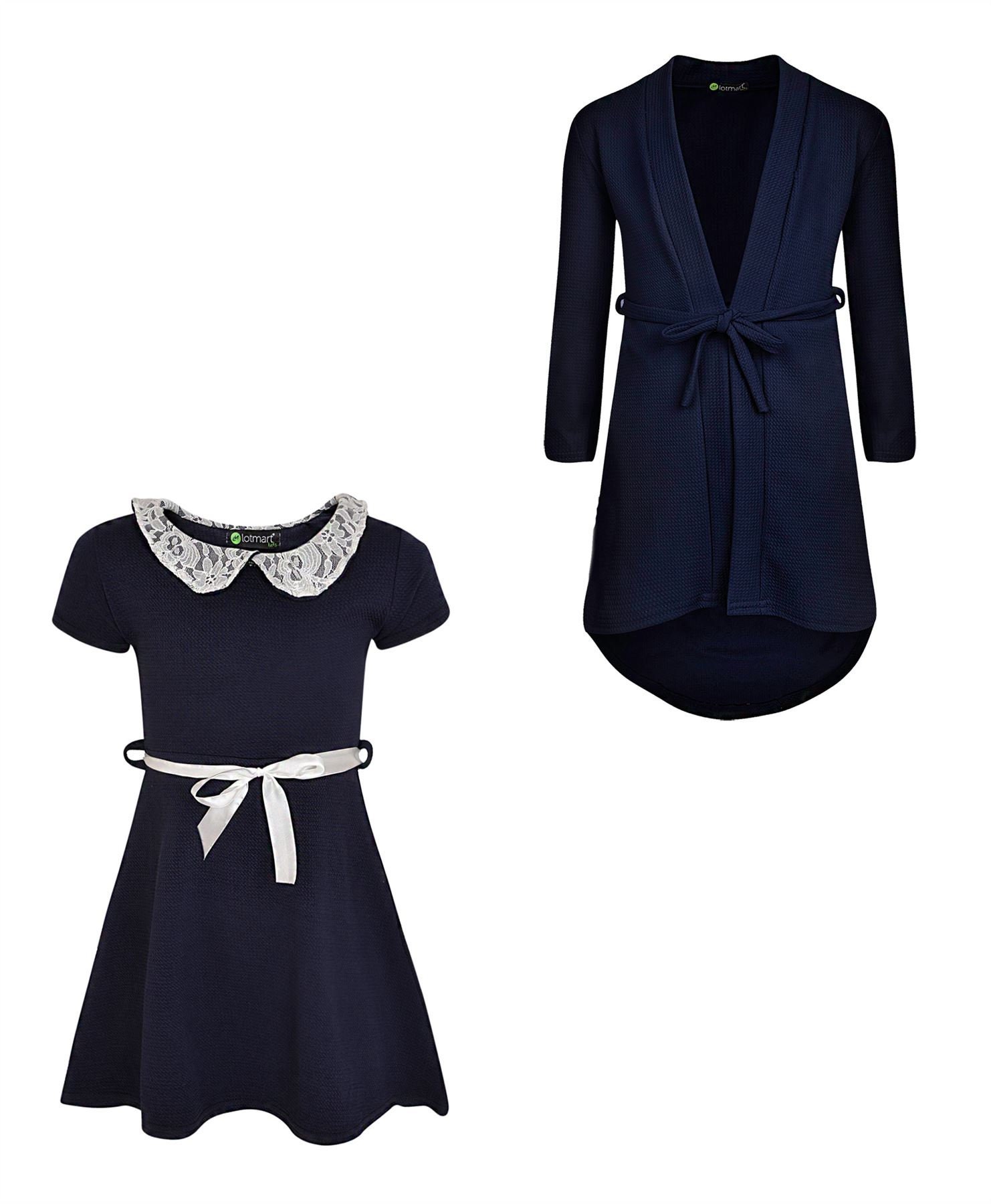 Girls Lace Collar Skater Dress Bundle With Longline Dipped Hem - Etsy UK