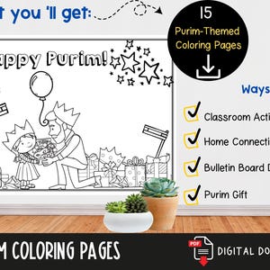 Purim Coloring Pages | Digital Download | Jewish Holiday Activity for ...