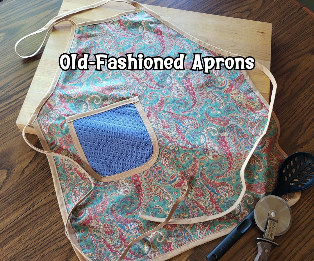 Old Fashioned Vintage Paisley Apron, Simple Tie String Apron With ...