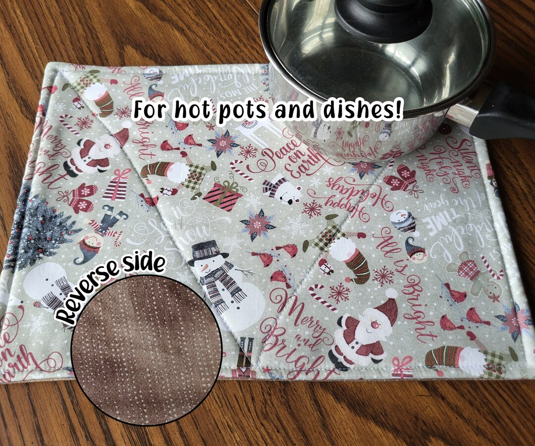 Winter Placemat Hot Pad Trivet, Decorative Snowman Cloth Hot Mat Trivet ...