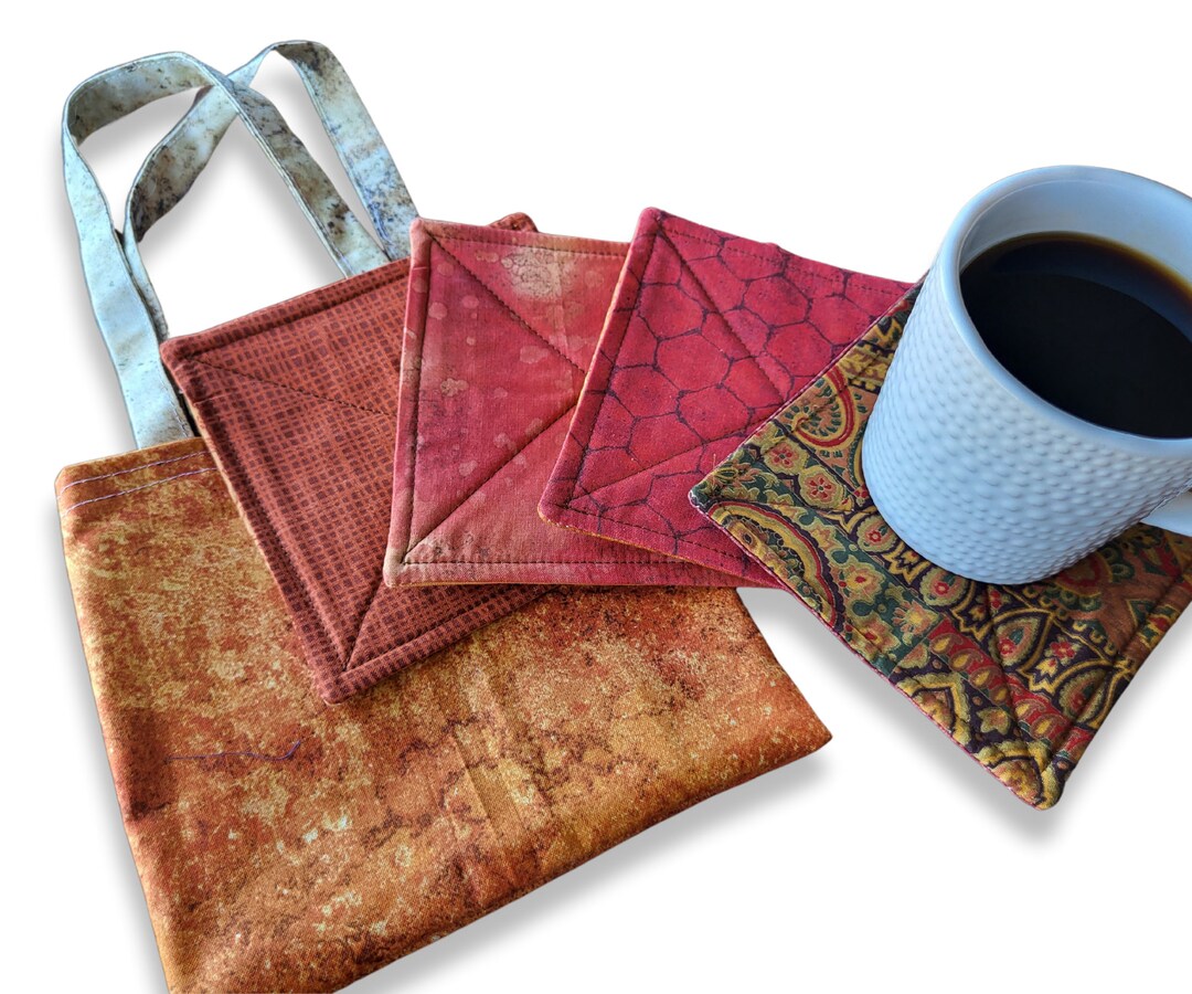Orange Rustic Kitchen Trivet Cloth Coaster Set, Coaster Trivets Kitchen ...