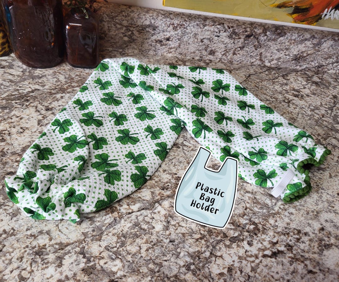 Four Leaf Clovers Cotton Bag Holder for Kitchen Storage, Lucky Clover ...