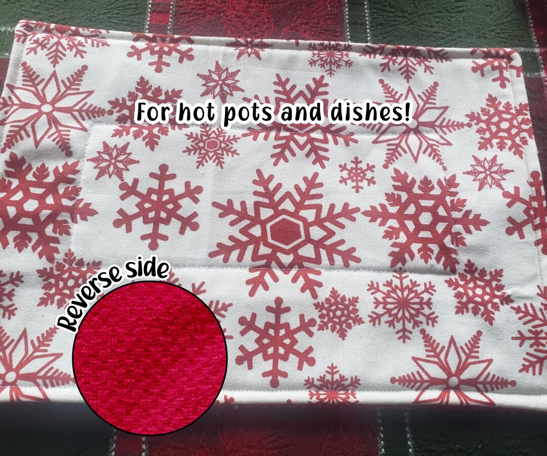 Christmas Placemat Hot Pad Trivet Snowflake Cloth Hot Mat - Etsy