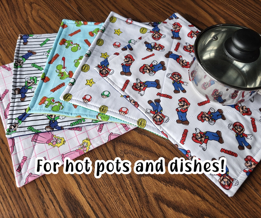 Mario Bros Placemat Hot Pad Trivet, Kids Room Decorative Cloth Hot Mat ...
