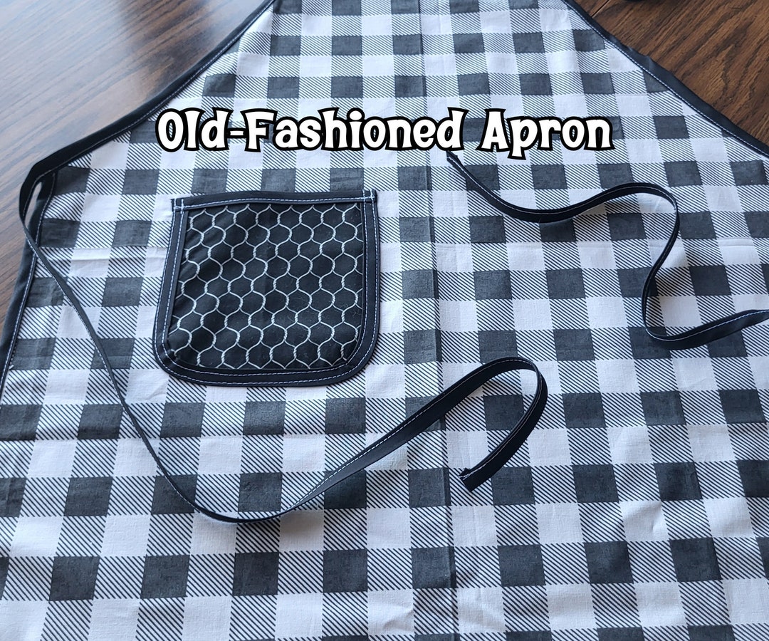 Old Fashioned Plaid Country Apron, Simple Retro Tie String Apron With ...