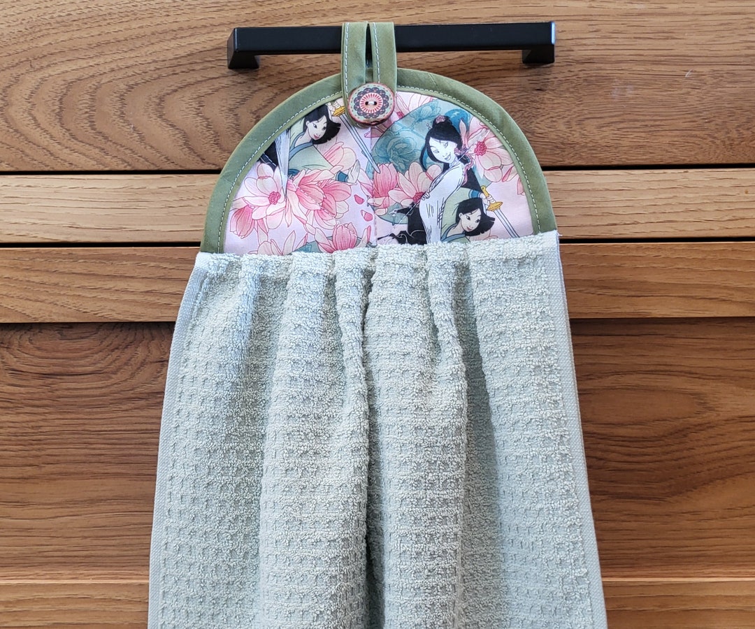 Mulan Lotus Flower Hanging Kitchen Hand Towel, Mulan Character Hanging ...