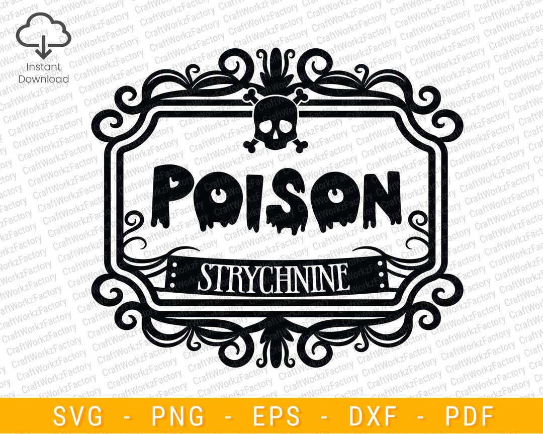 Strychnine Halloween Party Bottle Labels, Fantasy Poison Jar Label ...