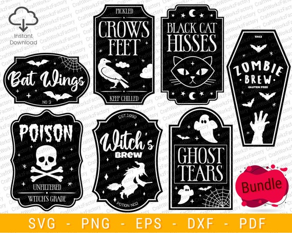 Bundle Set Halloween Bottle Labels Potion Labels Svg - Etsy Canada