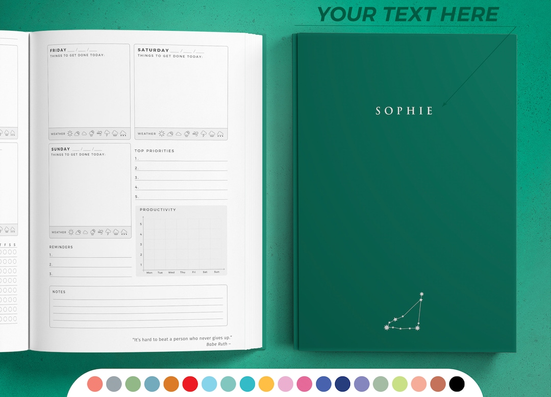 Weekly Productivity Planner – Personalized Planner Notebook With To-do ...