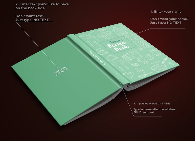 Personalized Recipe Book - Custom Hardcover Cookbook, Recipe Journal ...