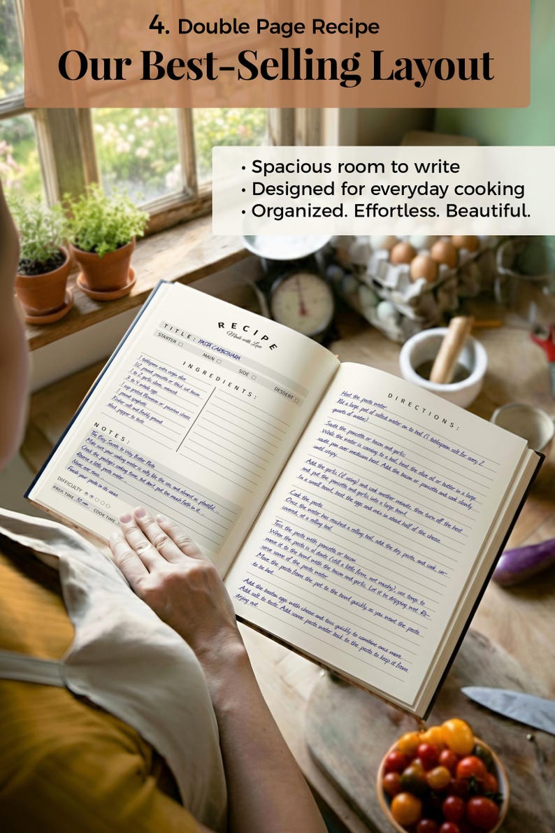 Personalized Recipe Book: Blank Custom Cookbook, Family Keepsake - 134 ...