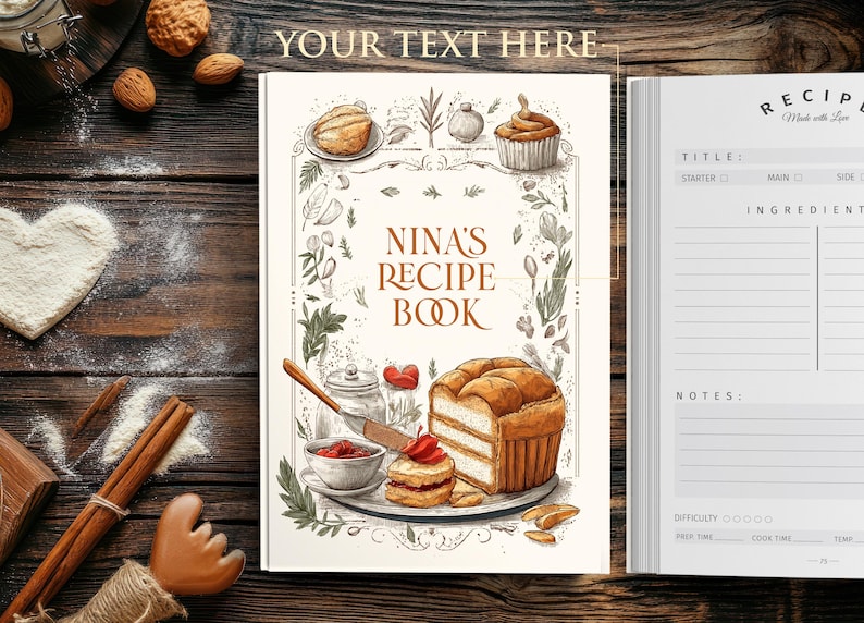 Personalized Recipe Journal: Custom Blank Cookbook, 114/228 Pages - Etsy