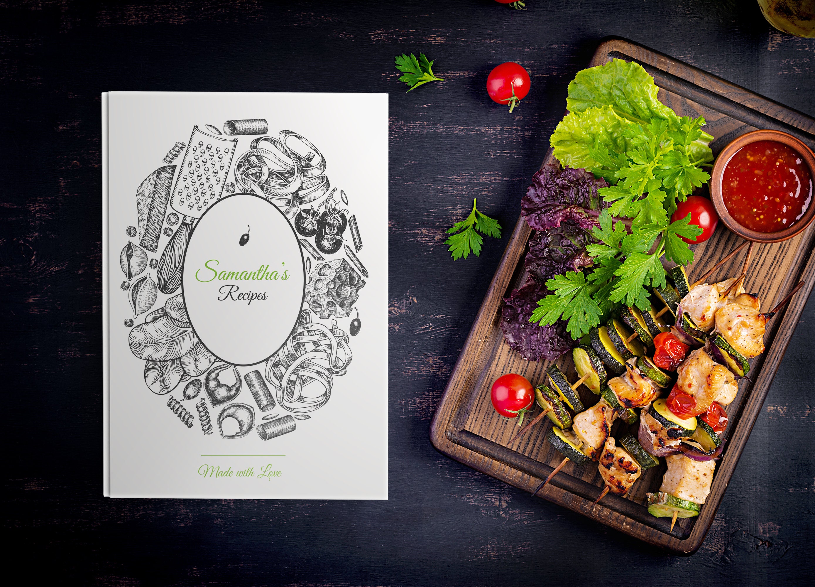 Personalized recipe book with measurement page. Custom gift | Etsy