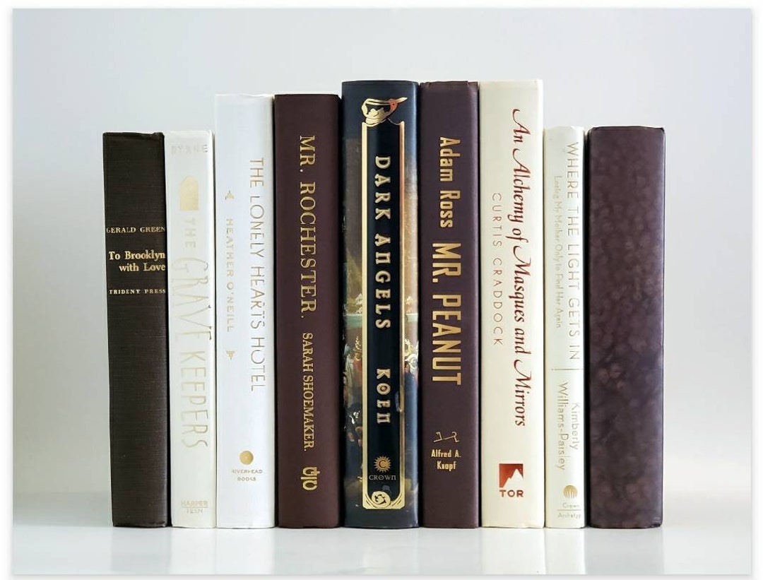Classic Neutral Book Set in Cream, Brown, and Gold, Neutral Book Stack ...