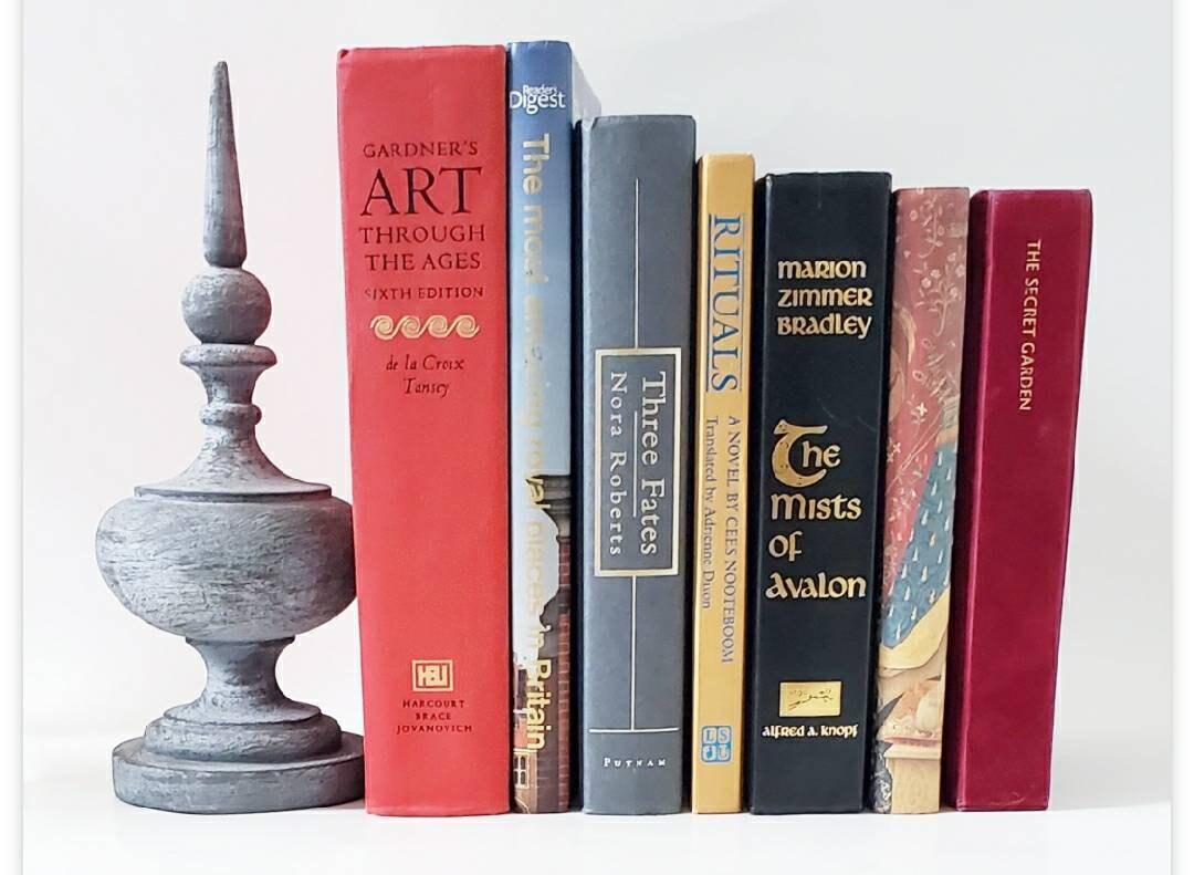 Modern Mystic Stack of Books Bookshelf Decor Art the Mists - Etsy