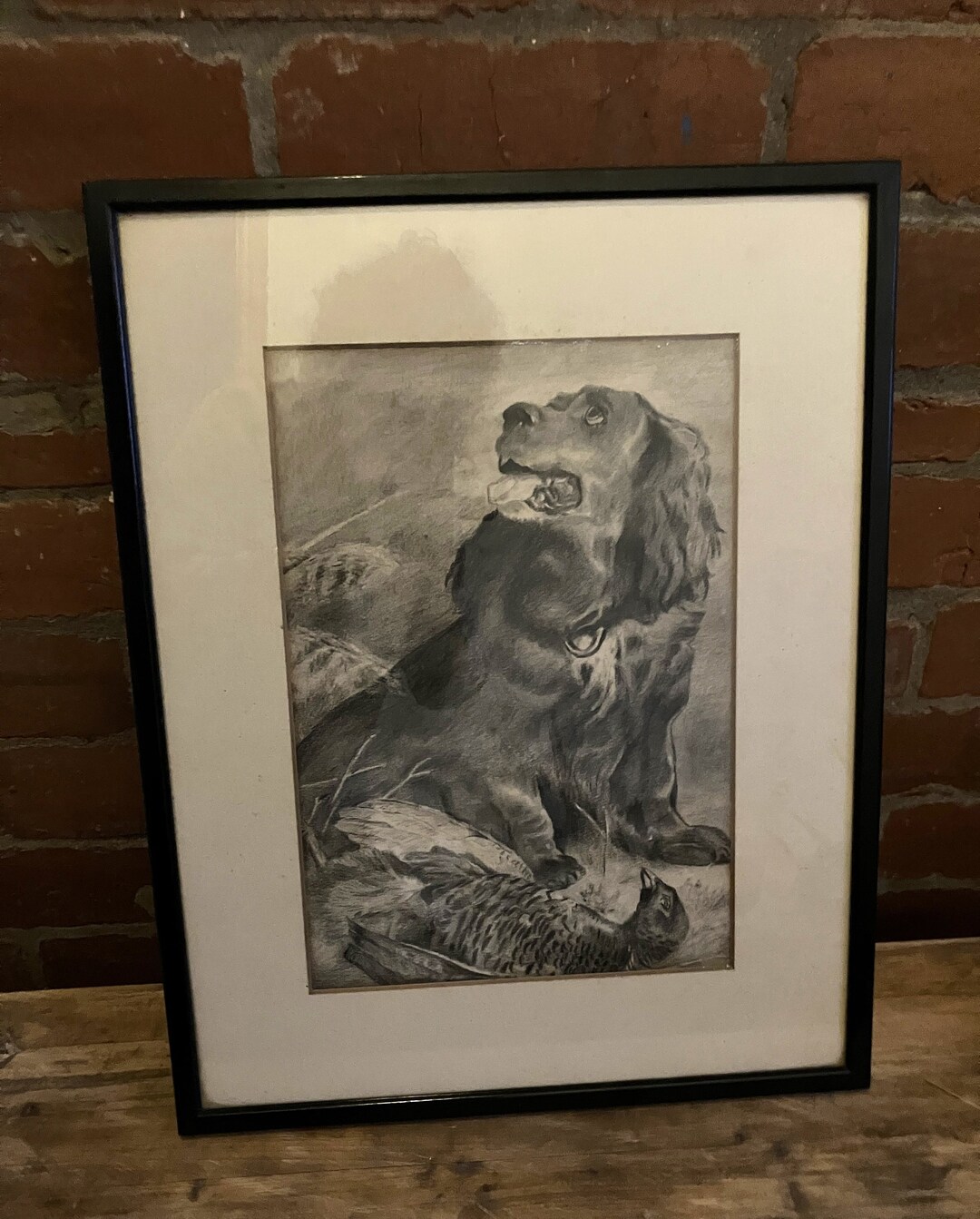Antique Hand-drawn Hunting Dog & Pheasant Pencil Art in Retro Frame - Etsy