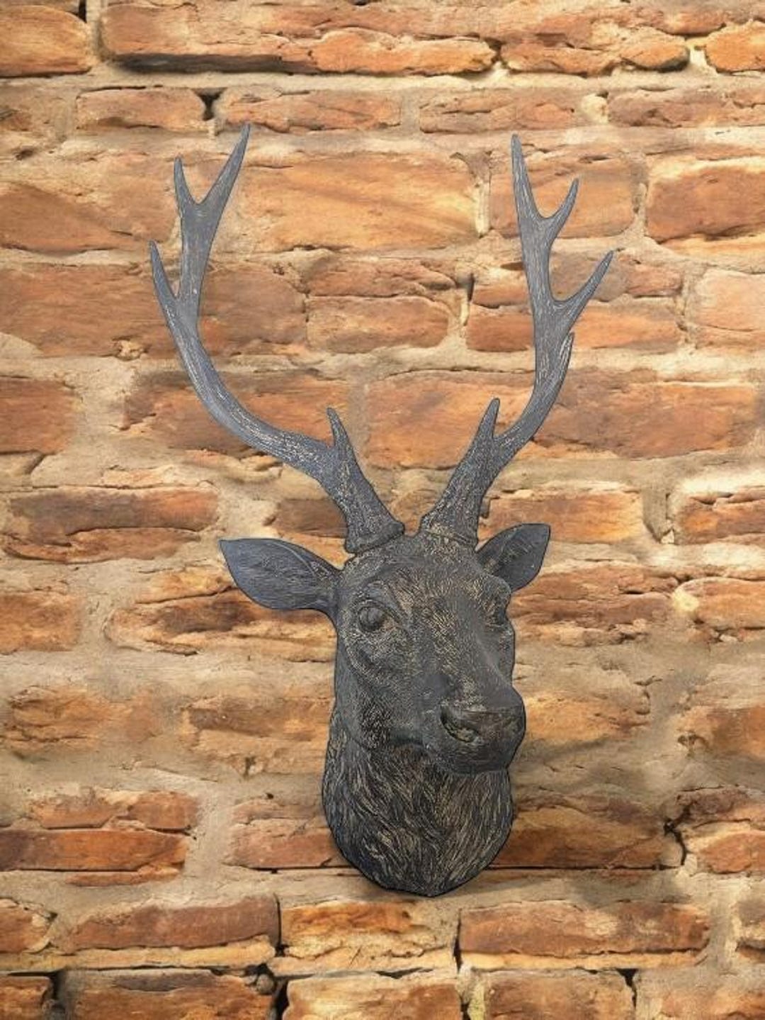 Rustic Stag Head Wall Mount, Brown and Gold, 47 Cm X 30 Cm, Decorative ...