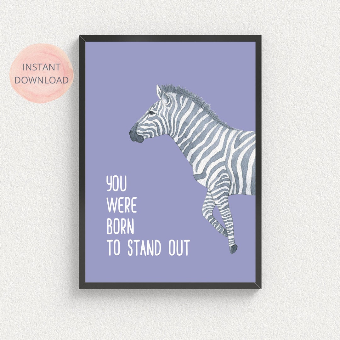 Cute Quote Prints, Purple Zebra Print, Zebra Wall Art, Purple Wall ...