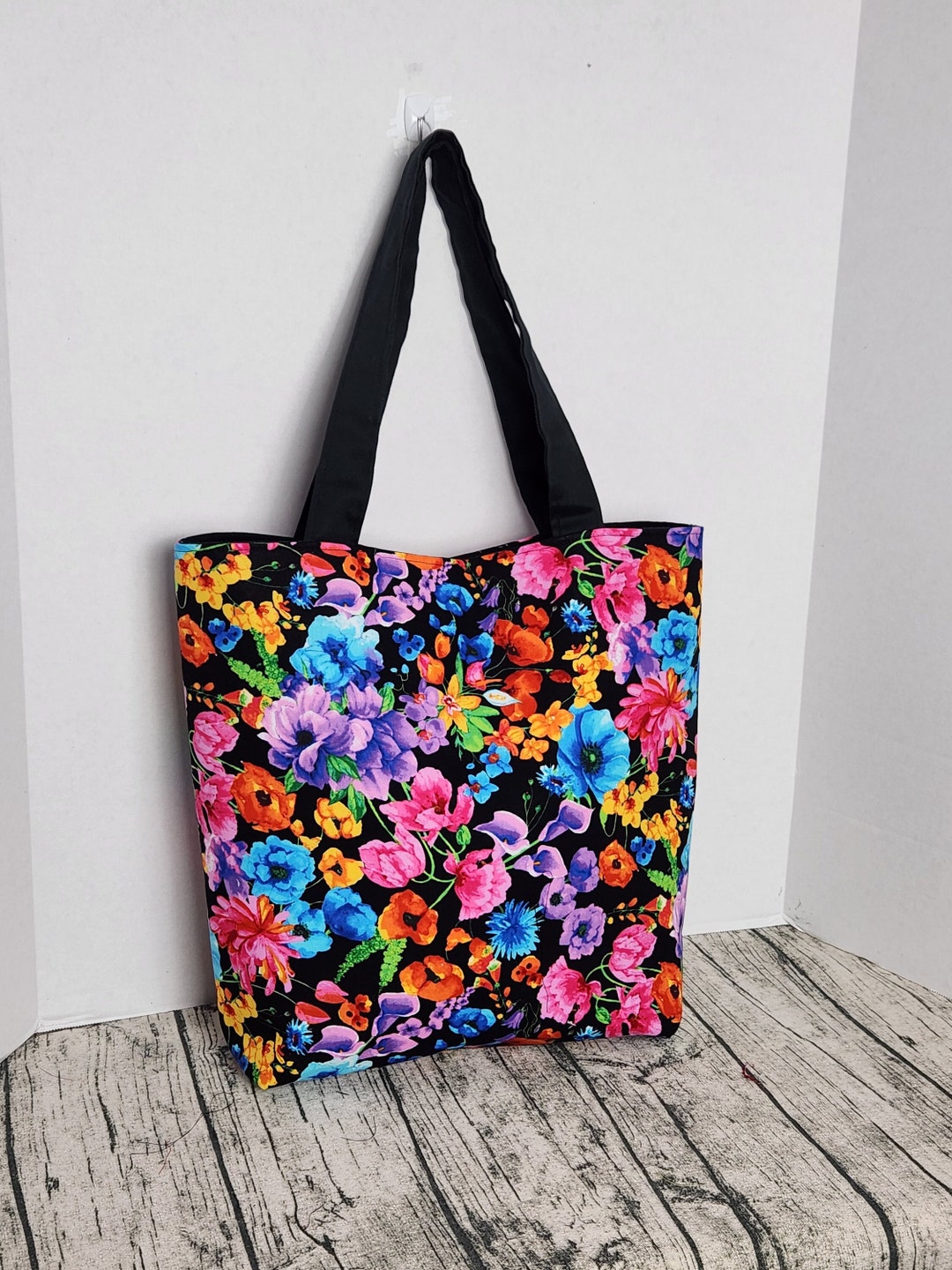 Multi Flower Tote Bag-large Carryall Bag-colorful Design-inside Slip ...
