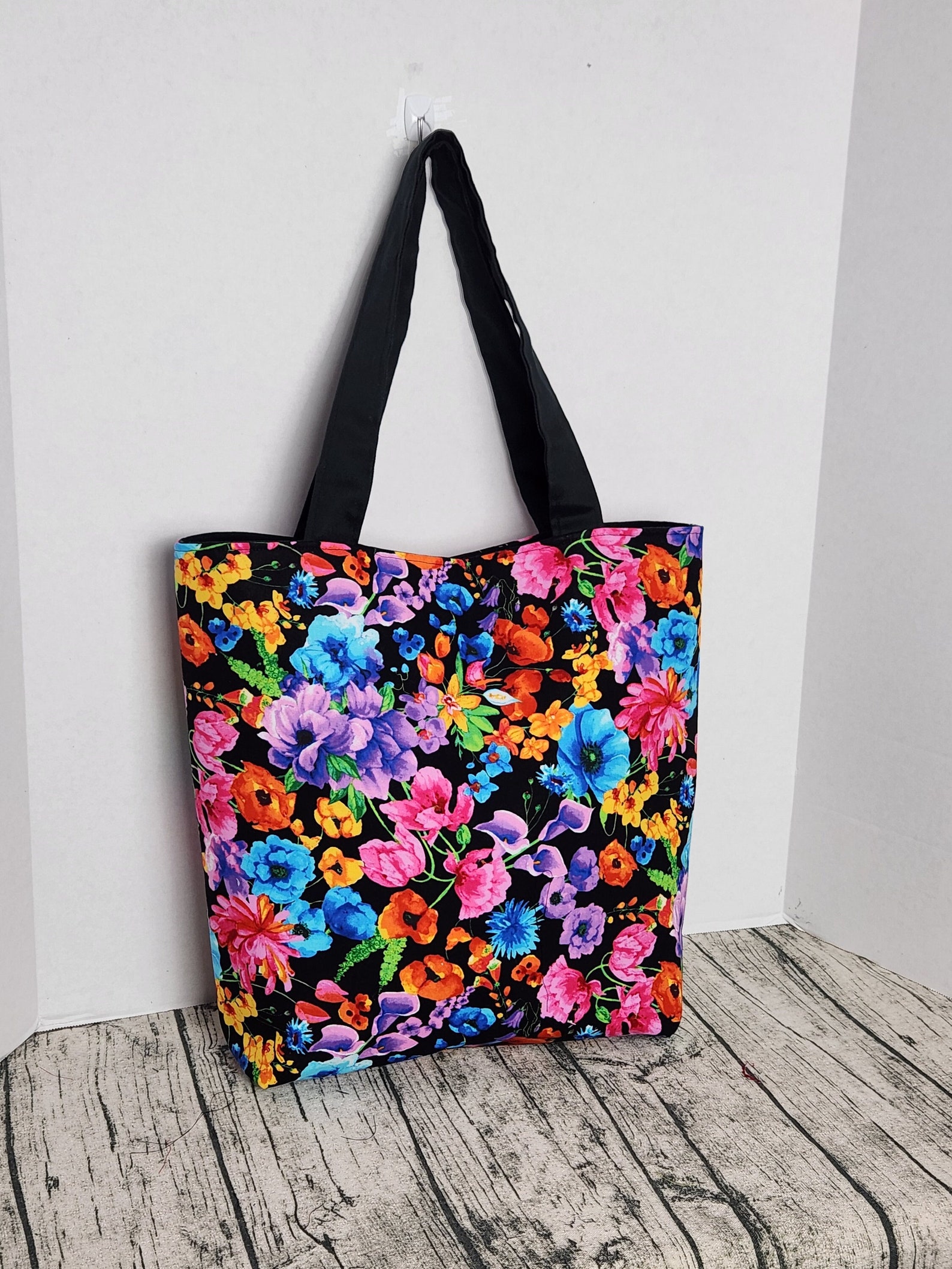 Multi Flower Tote Bag-large Carryall Bag-colorful Design-inside Slip ...