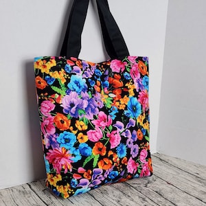 Multi Flower Tote Bag-large Carryall Bag-colorful Design-inside Slip ...